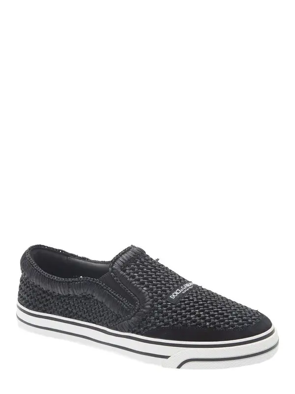 Dolce & Gabbana Raffia Slip-on Sneaker - Nero/nero