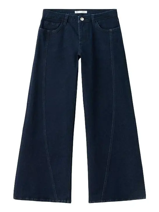 Mango Low Waist Wide Leg Jeans - Open Blue