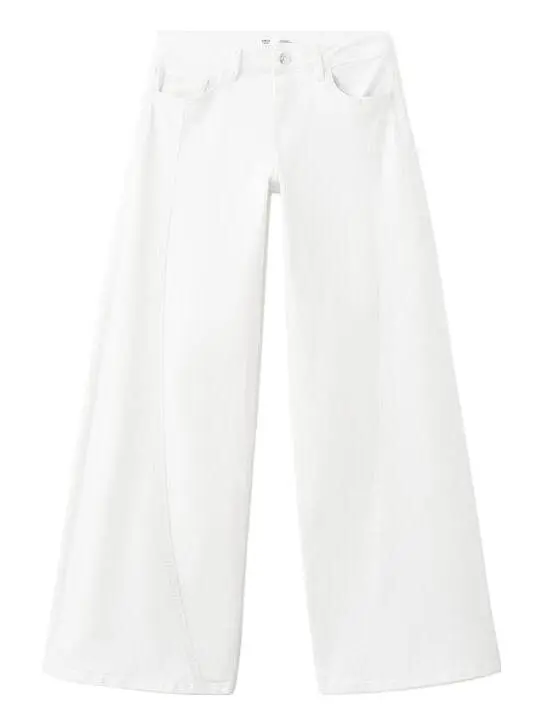 Mango Low Waist Wide Leg Jeans - White