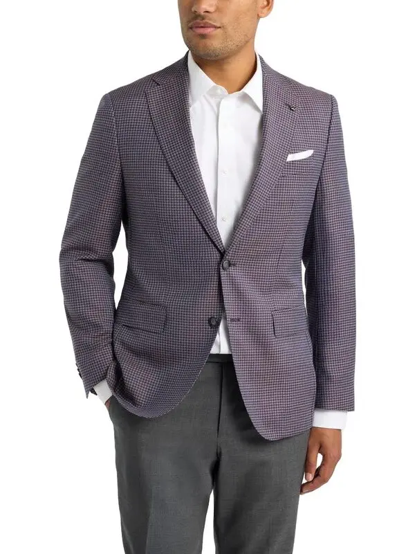 BOSS Hutson Slim Fit Virgin Wool Houndstooth Sport Coat - Medium Purple