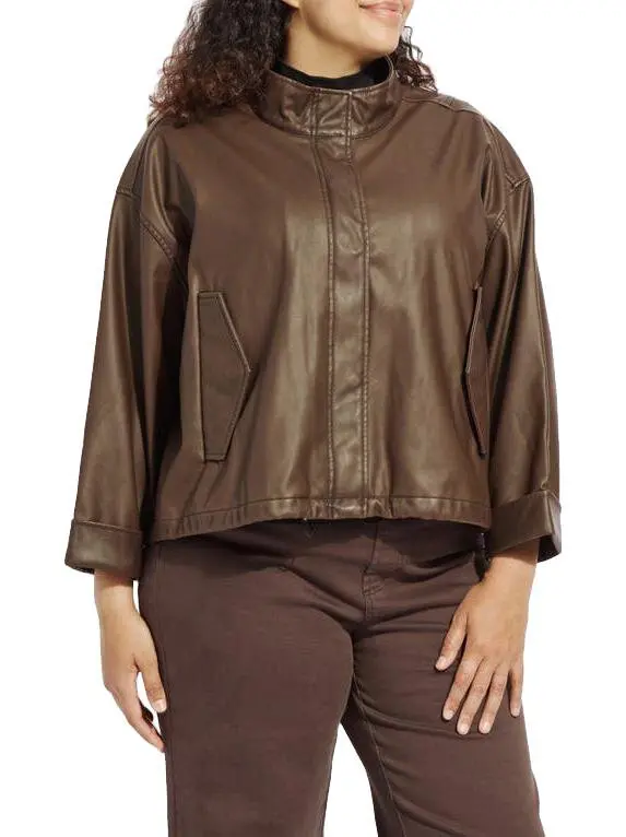 Lyssé Mina Oversized Faux Leather Jacket - Truffle