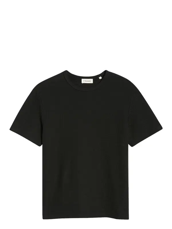 FRAME Textured Cotton Jacquard T-shirt - Black