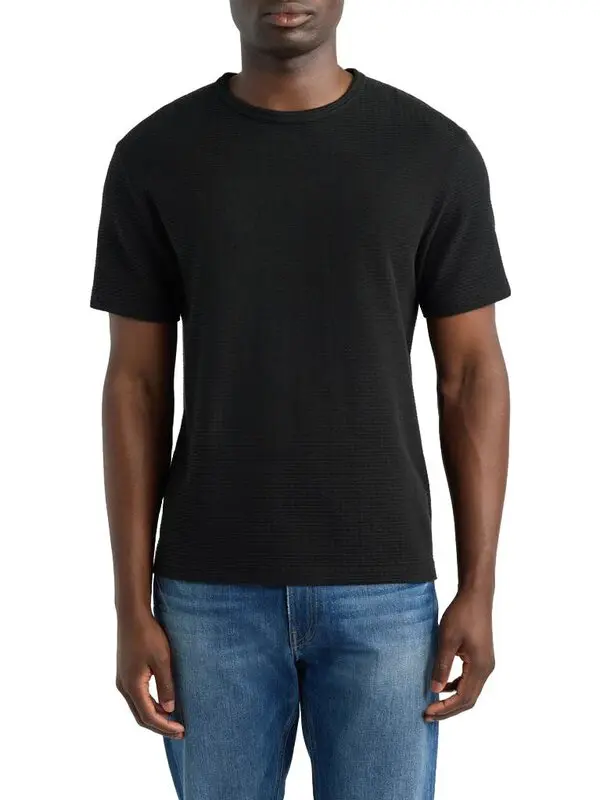FRAME Textured Cotton Jacquard T-shirt - Black