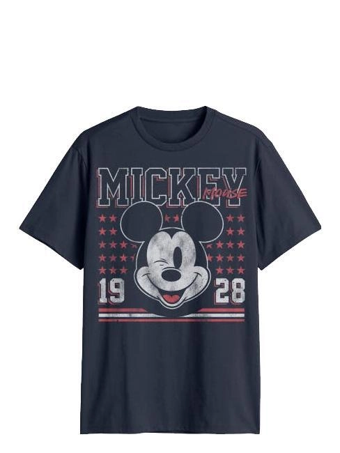 MICKEY & FRIENDS Retro 1928 Wink Face Graphic T-shirt - Navy Blue