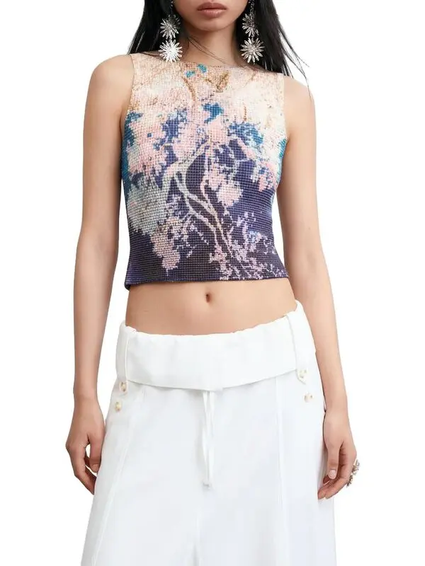 Desigual Sleeveless Floral Top - Blue