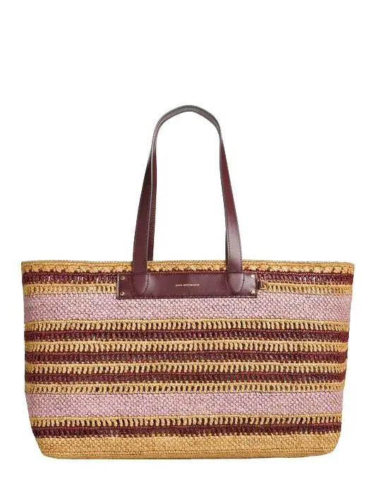 ANYA HINDMARCH Striped Raffia East/west Tote - Iris