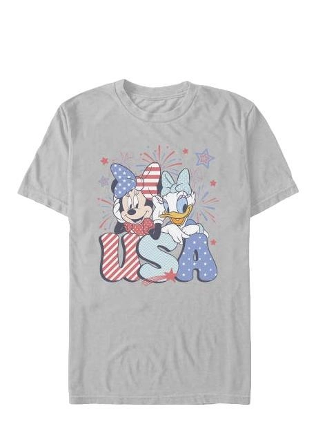 MICKEY & FRIENDS Minnie And Daisy American Duo Graphic T-shirt - Ice Grey