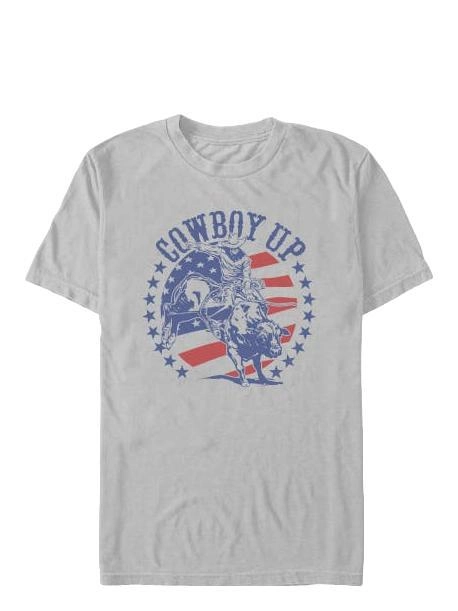 LOST GODS American Cowboy Up Graphic T-shirt - Ice Grey