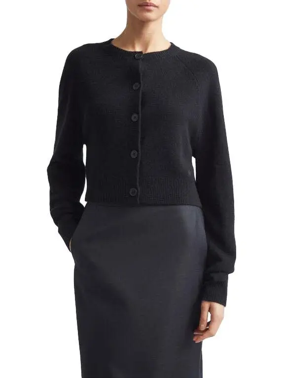 Loulou De Saison Heike Cashmere Crop Cardigan - Black