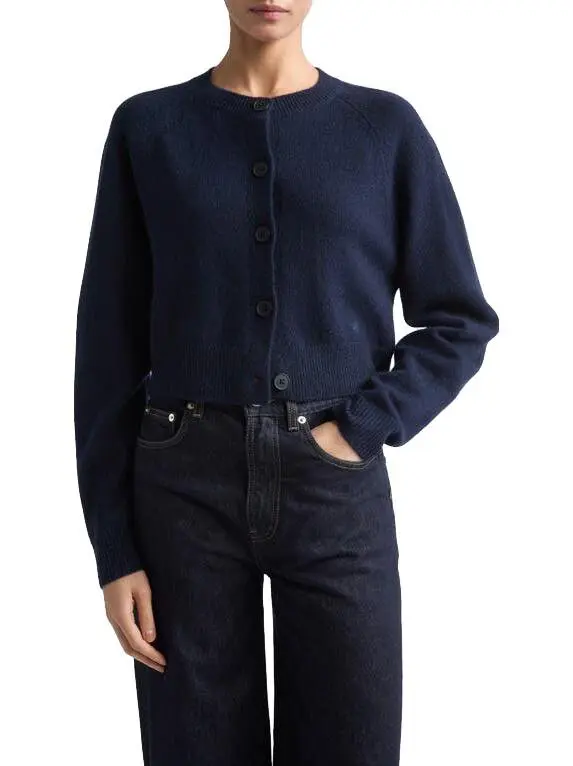 Loulou De Saison Heike Cashmere Crop Cardigan - Navy