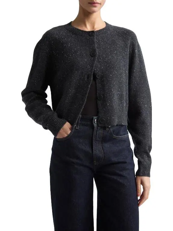 Loulou De Saison Heike Cashmere Crop Cardigan - Peppered Anthracite