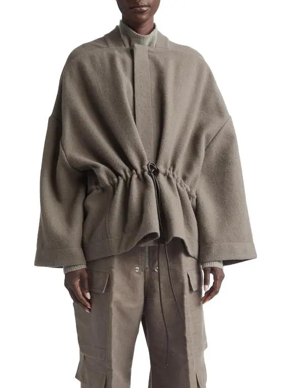 Rick Owens Sail Oversize Wool Flannel Jacket - Dust