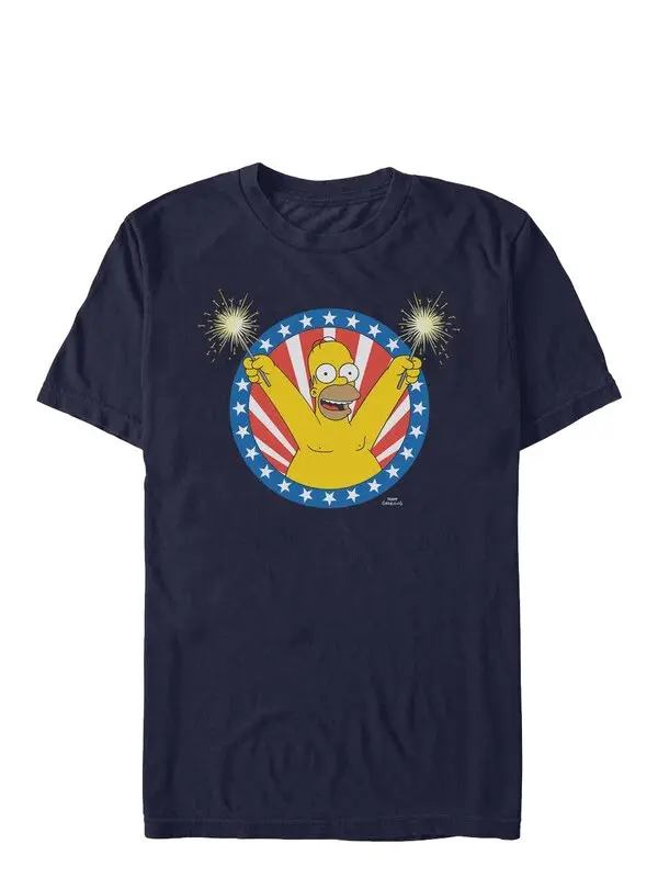 THE SIMPSONS Festive Homer Portrait Graphic T-shirt - Navy Blue