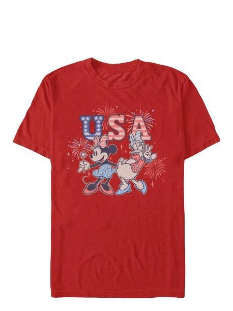 MICKEY & FRIENDS Minnie And Daisy Fireworks Graphic T-shirt - Red