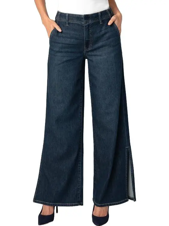 LIVERPOOL Weekend Side Slit Wide Leg Jeans - Duskfall