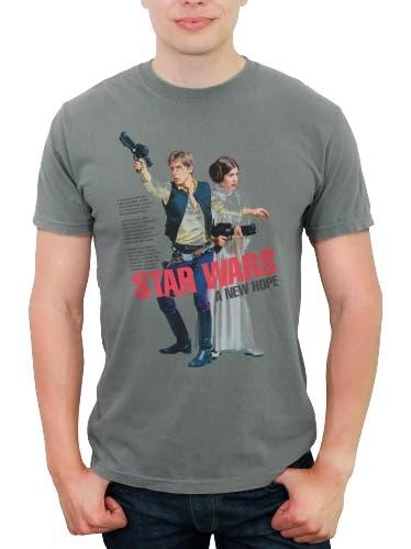 STAR WARS Han Solo And Leia Attack Pose Graphic T-shirt - Grey
