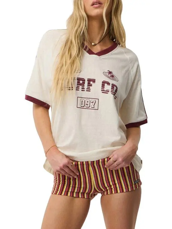 Rip Curl Retro Swell Striped Terry Shorts - Red Multi