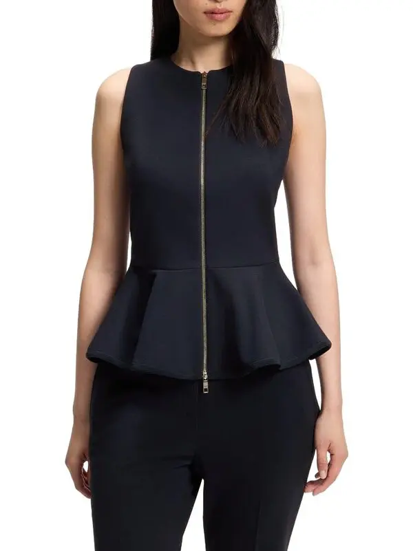 BOSS Julorna Zip Front Peplum Top - Sky Captain