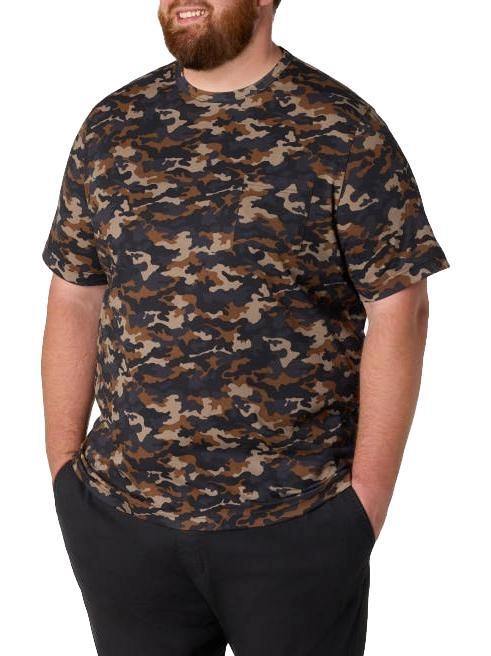 HARBOR BAY BY DXL Big & Tall Camo Print Pocket T-shirt - Brown Multi