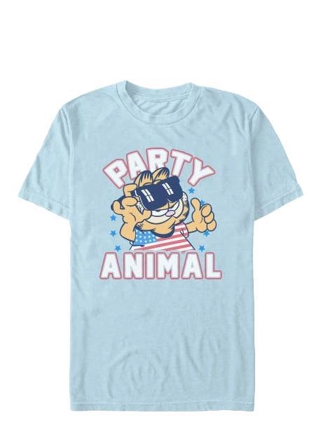 GARFIELD Cat Party Animal Graphic T-shirt - Light Blue