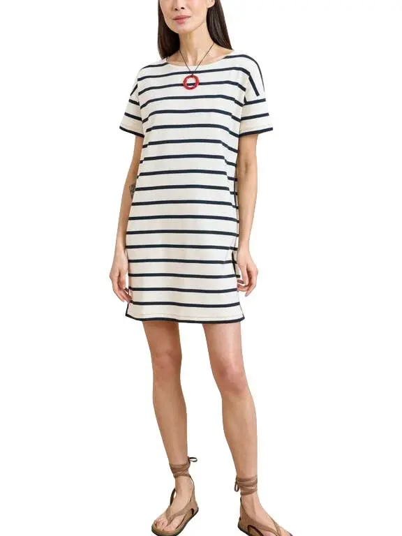 LA LIGNE Breton Stripe T-shirt Dress - Ecru/navy