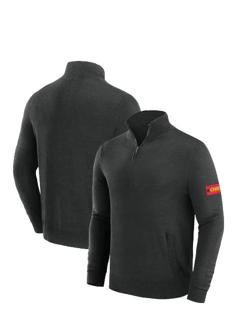 J. PALMER Kansas City Chiefs Franchise Quarter-zip Merino Wool Sweater - Black