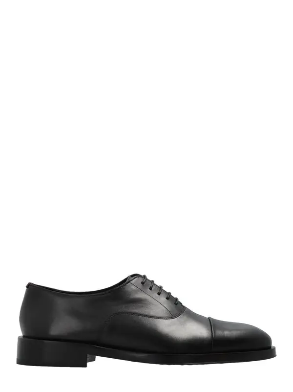 Paul Smith Round-toe Leather Cap Toe Oxfords With Tie Fastening - Black