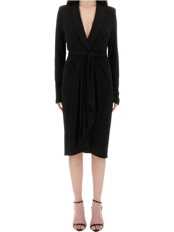 TOM FORD Long Sleeve Wrap Dress - Black