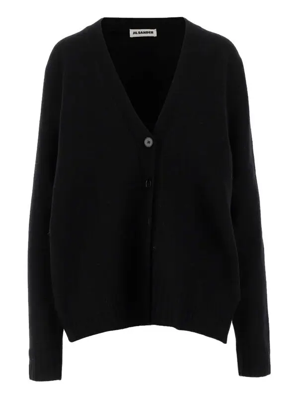 JIL SANDER V-neck Long-sleeved Cardigan - Black