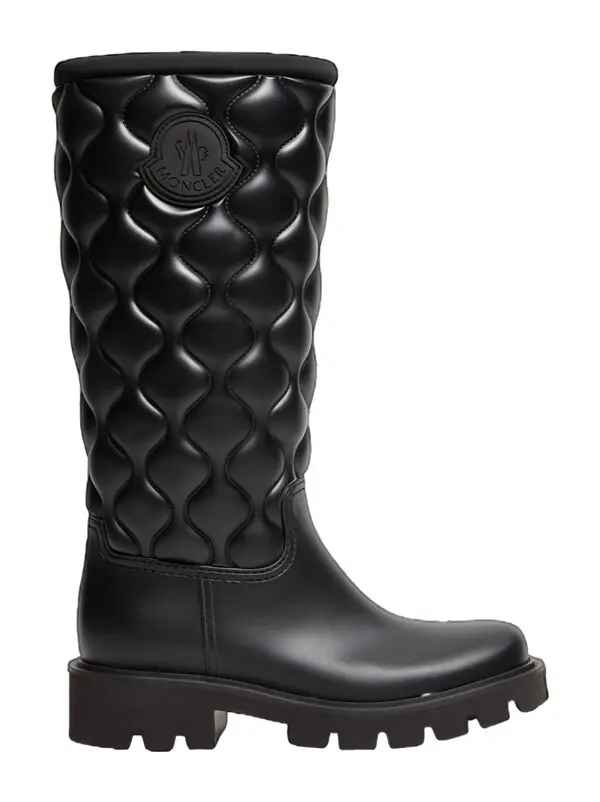 Moncler Kickstream Quilted High Rain Boots - Black
