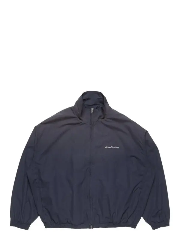 Acne Studios Logo Printed Zip-up Jacket - Navy Blue