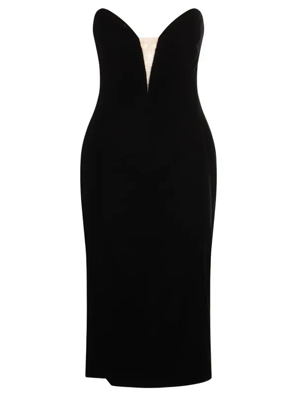 TOM FORD Strapless Sweetheart Neckline Midi Dress - Black