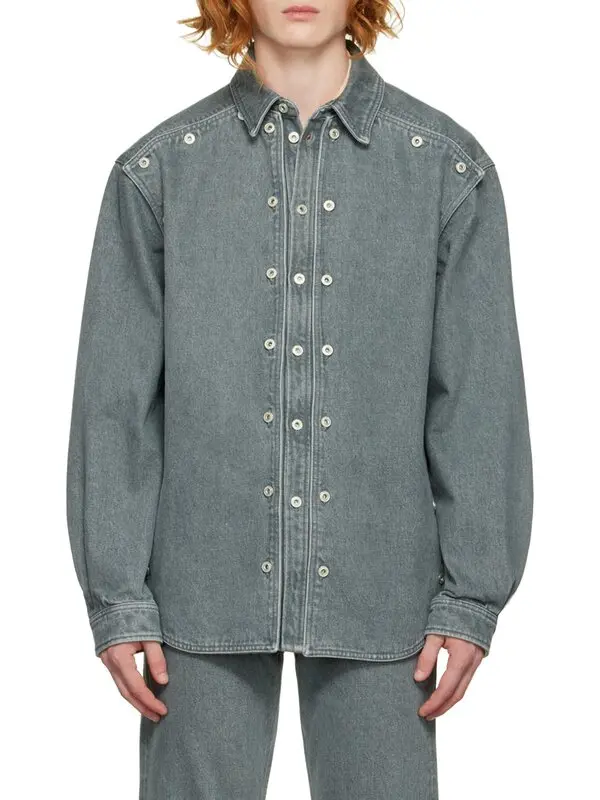 Y/project Classic Button Panel Denim Shirt - Gray