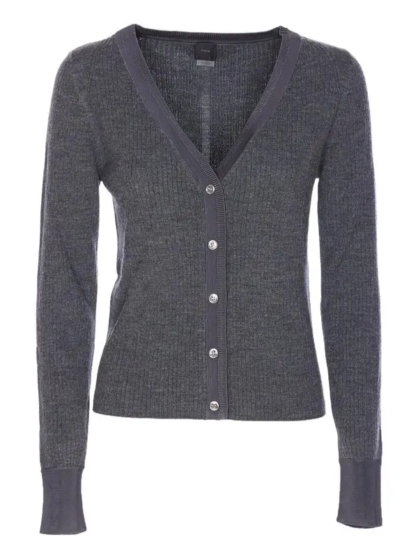 Pinko V-neck Button-up Cardigan With Long Sleeves - Black
