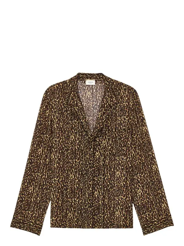 Saint Laurent Lurex Stripe Silk Georgette Pajama Blouse - Beige/brown/black