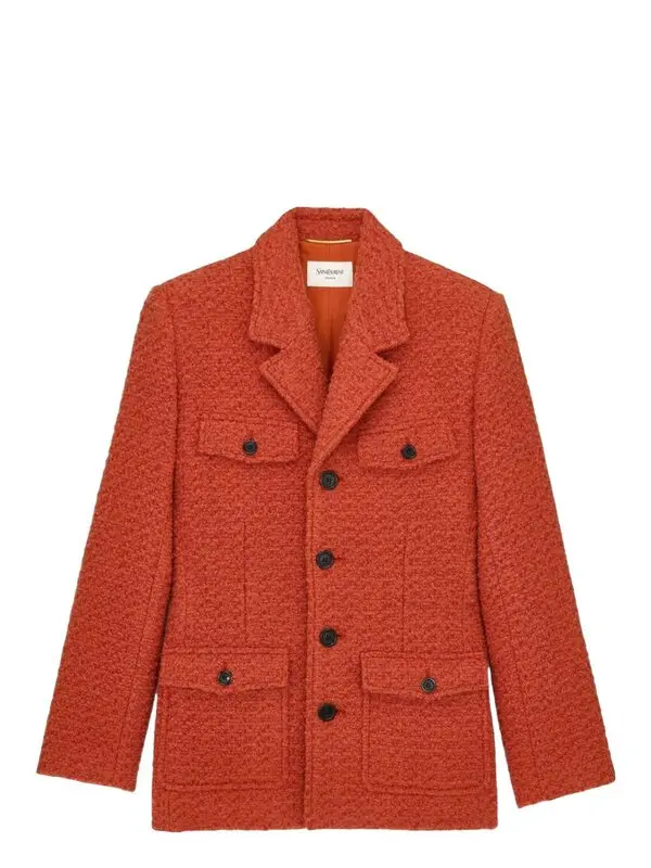 Saint Laurent Single-breasted Tweed Jacket - Brown