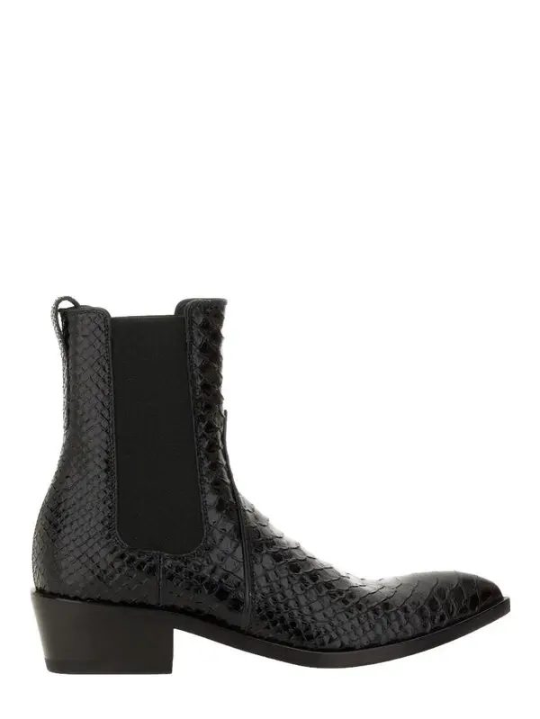 TOM FORD Embossed Snakeskin Chelsea Boots - Black