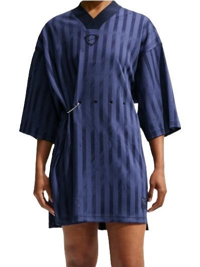 Nike Runway" Mini Dress With Vertical Stripes And Embroidered Logo - Black Blue