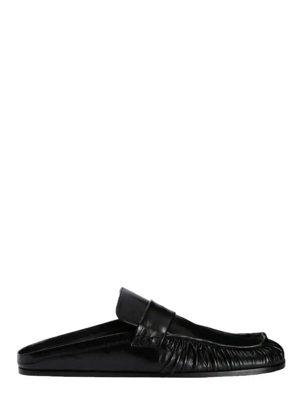 JIL SANDER Squared Toe Nappa Leather Mules - Black