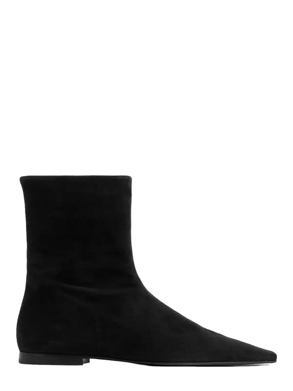 TOTEME Zipped Suede Pointed-toe Boots - Black