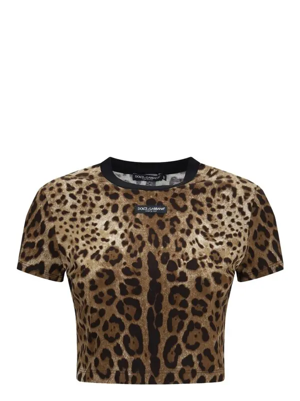 Dolce & Gabbana Leopard Print Crewneck T-shirt - Black