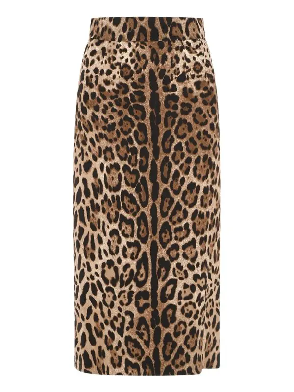 Dolce & Gabbana Leopard Print Midi Skirt - Black