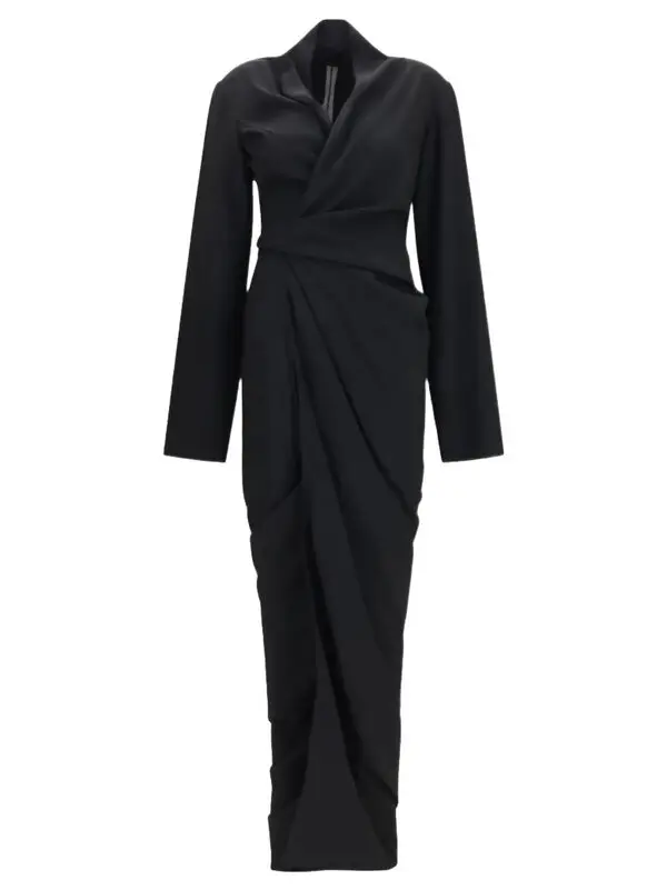 Rick Owens Wrap Draped Long Dress - Black