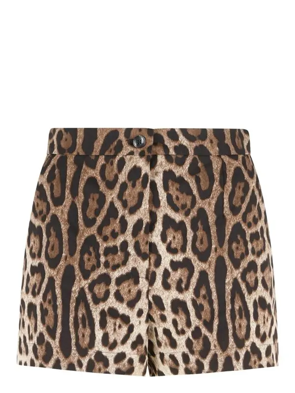 Dolce & Gabbana Leopard Print High-waisted Shorts - Nude