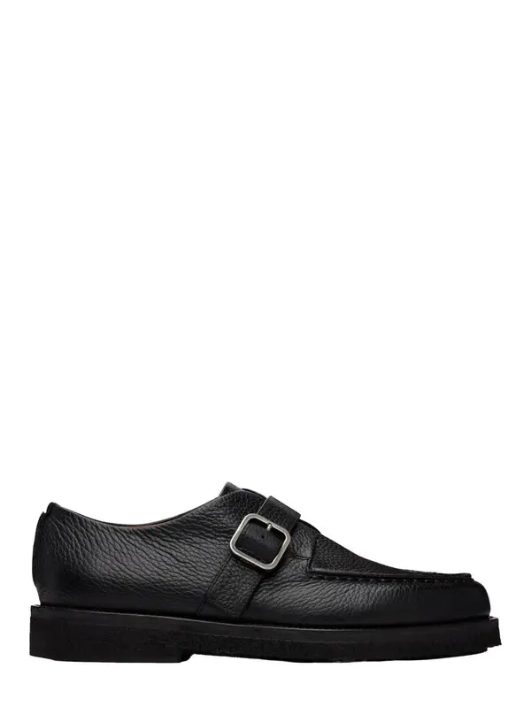 Marsèll Moc Toe Leather Loafers With Pin-buckle Strap - Black