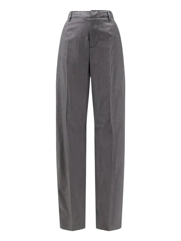 MAISON MARGIELA Wide-leg Wool Cotton Tailored Trousers - Gray