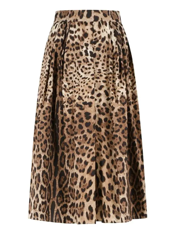 Dolce & Gabbana Dolce Gabbana Leopard Printed Midi Skirt - Brown