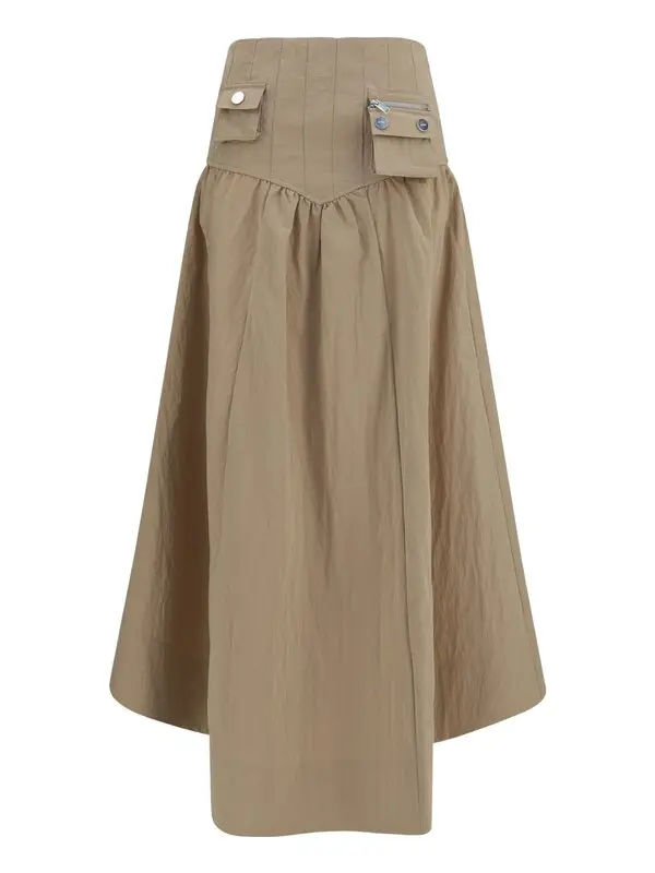 GANNI Midi Corset Skirt - Brown
