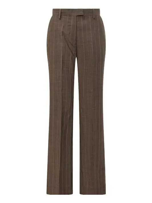 GANNI Pinstripe Tailored Straight-leg Trousers - Brown