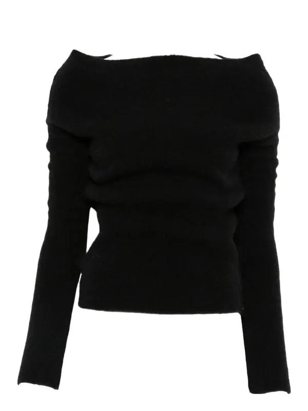 Rick Owens Off-shoulder Ribbed-knit Sweater - Black